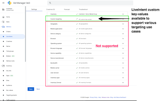 Google Ad Manager Integration: Setting up Targeting - LiveIntent Knowledge Base